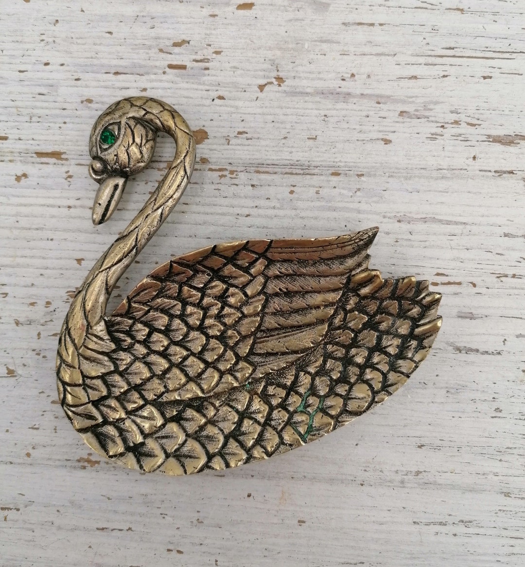 Vintage Brass Swan ,plate Em Figurine Swan, Brass Plate, Brass Swan ...