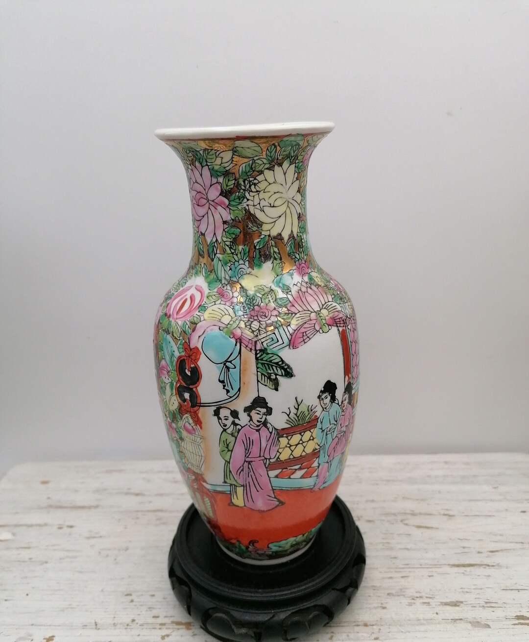 Vintage Chinese Vase,oriental Decor Vase, Hand-painted China Vase ...