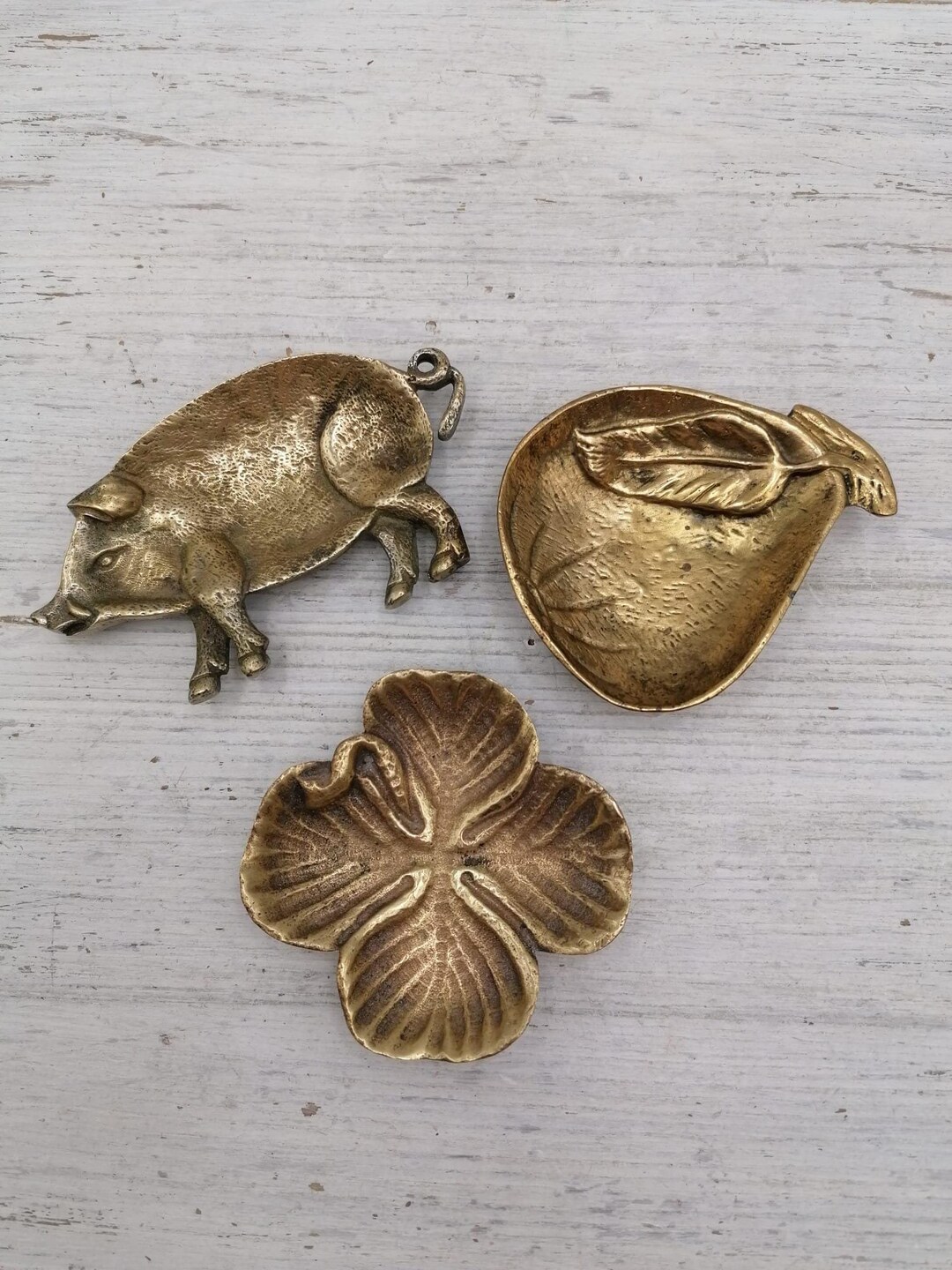 Vintage Brass Small Brass Plate, Carved Trincket Plate,pig Shape/pear ...
