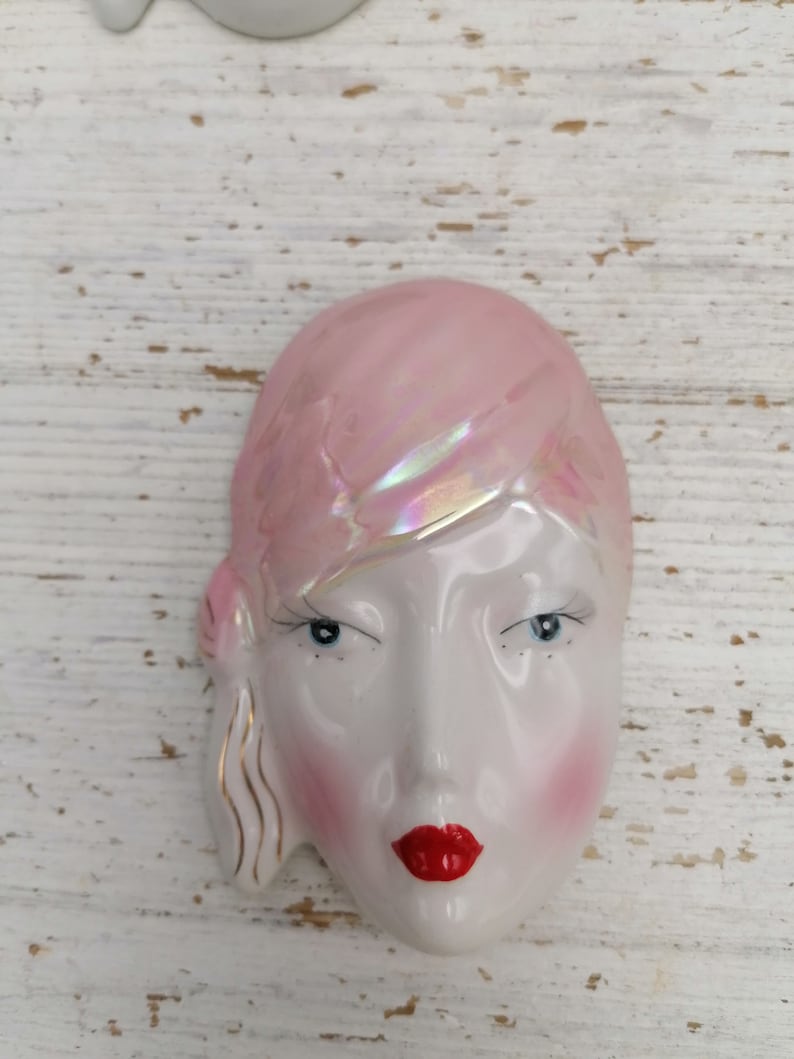 Vintage Small Ceramic Mask , Theater Mask Figure, Porcelain Mini Mask ...