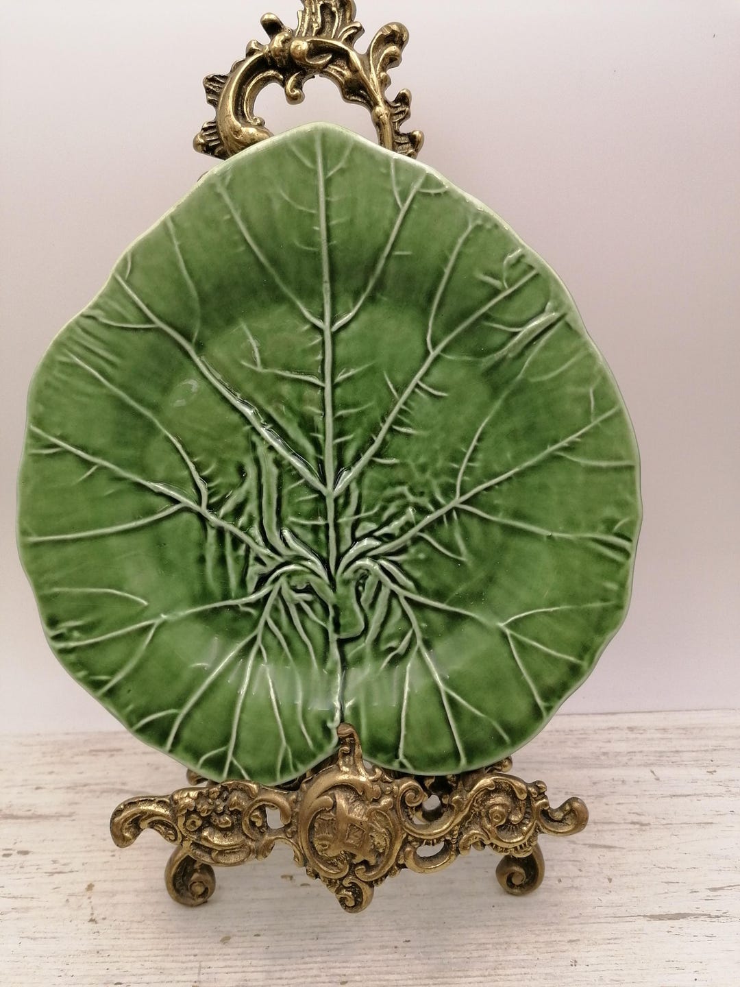 Vintage Green 7.5"cabbage Plate, Cabbage Leaf Big Plate, Rare Green ...