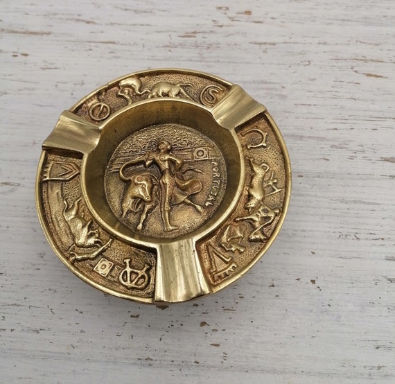 Vintage Brass Ashtray Carved Brass Ashtray Decoration | Etsy