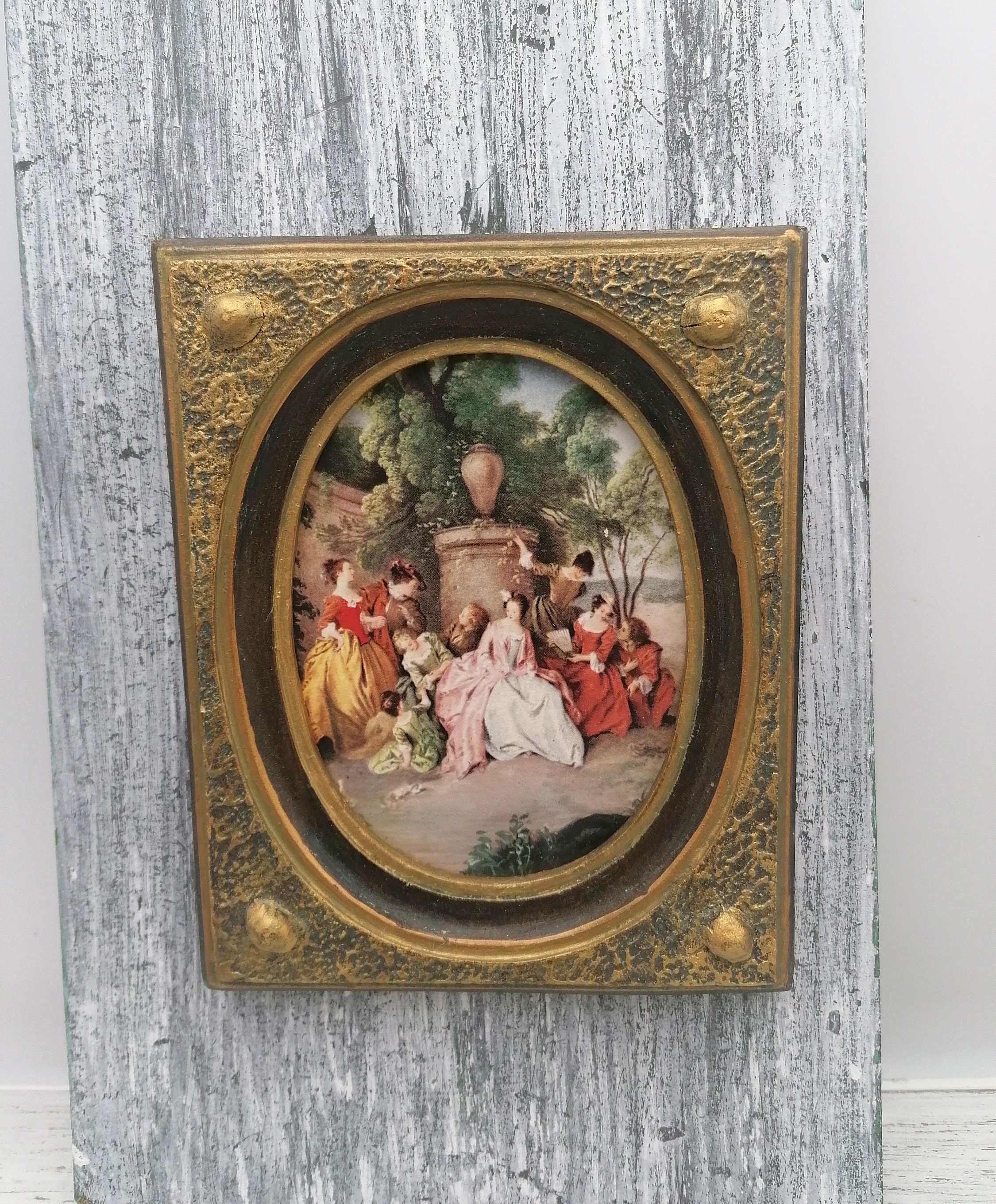 Vintage Wooden Frame With Antique Print , Wall Hanging Frame,frame With ...