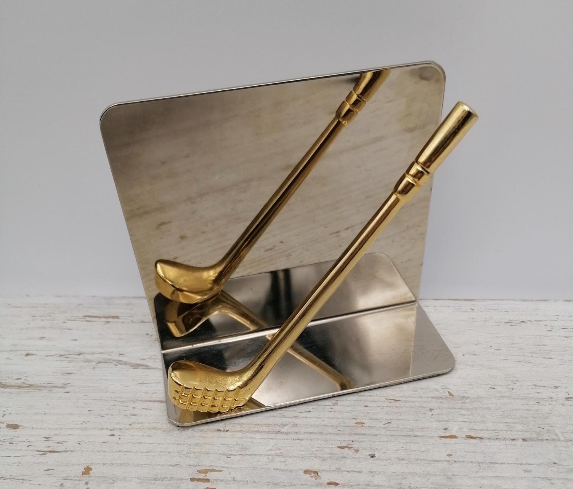 Vintage Polished Brass Golf Bookends, Vintage Bookend Golf Club 60s Mid ...