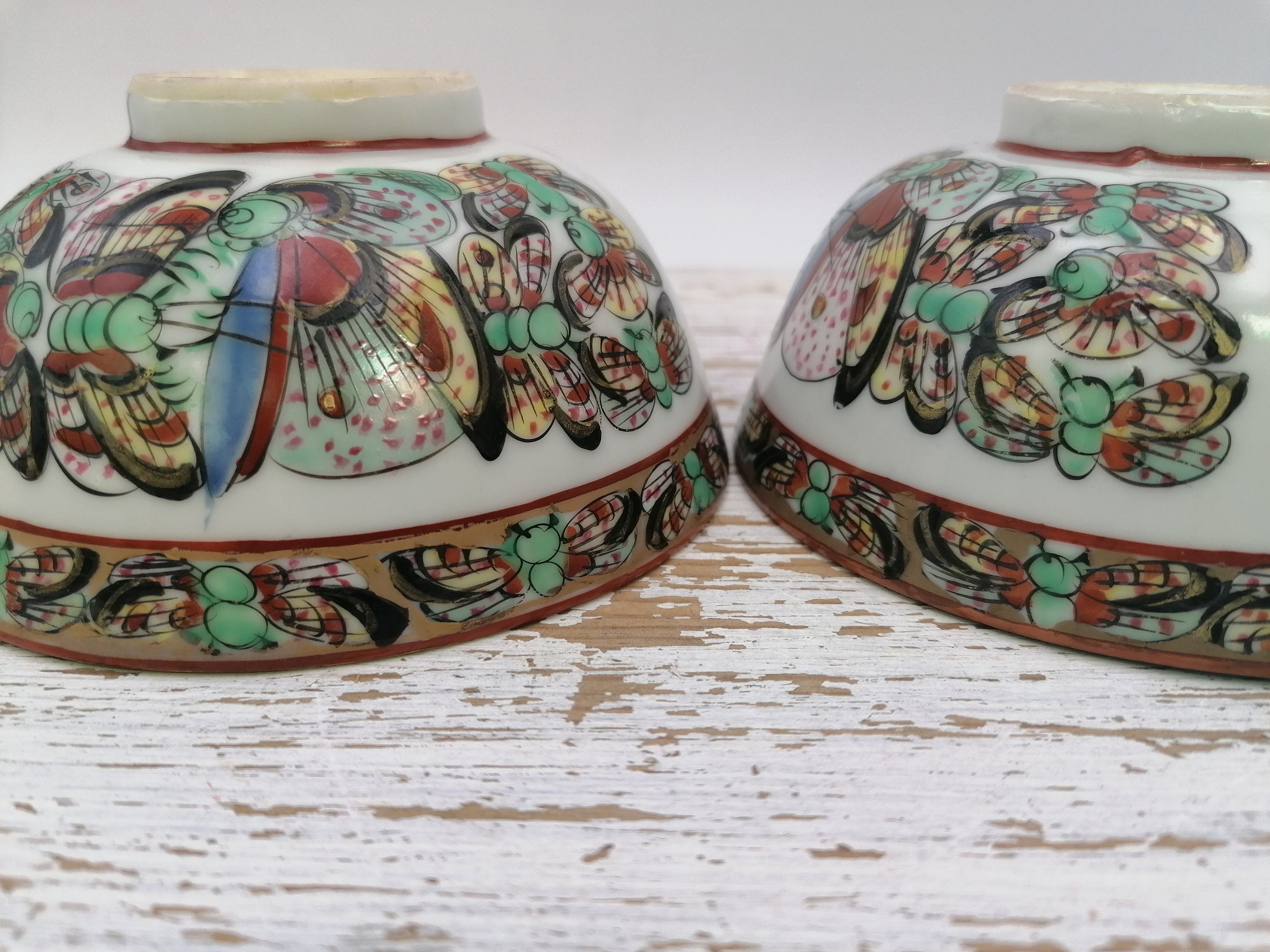 Vintage Porcelain Chinese Set Bowls, 2 Small Porcelain Bowls, Chinese ...