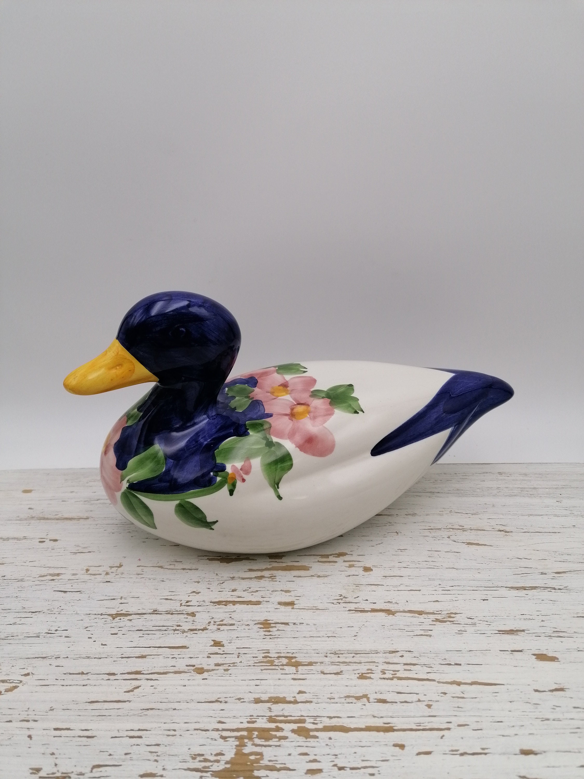 Antique big duckDecor floral duck Duck Lovers Gift Home | Etsy