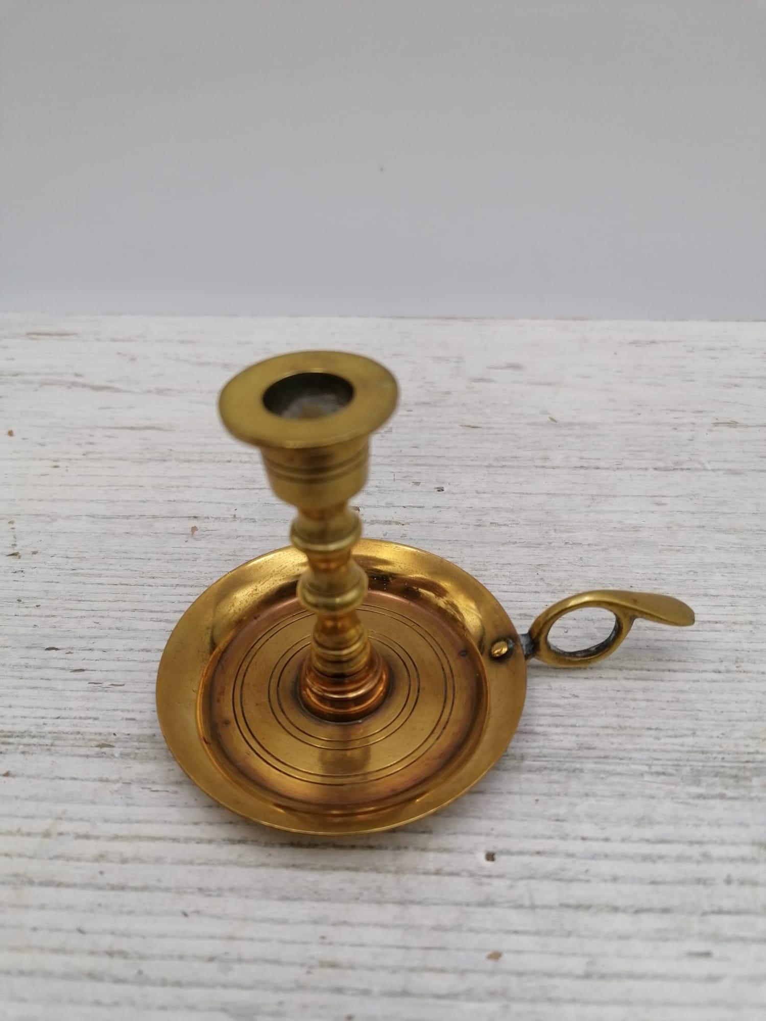 Vintage Brass Candlestick With Handle, Small Brass Candlestick, Rare ...