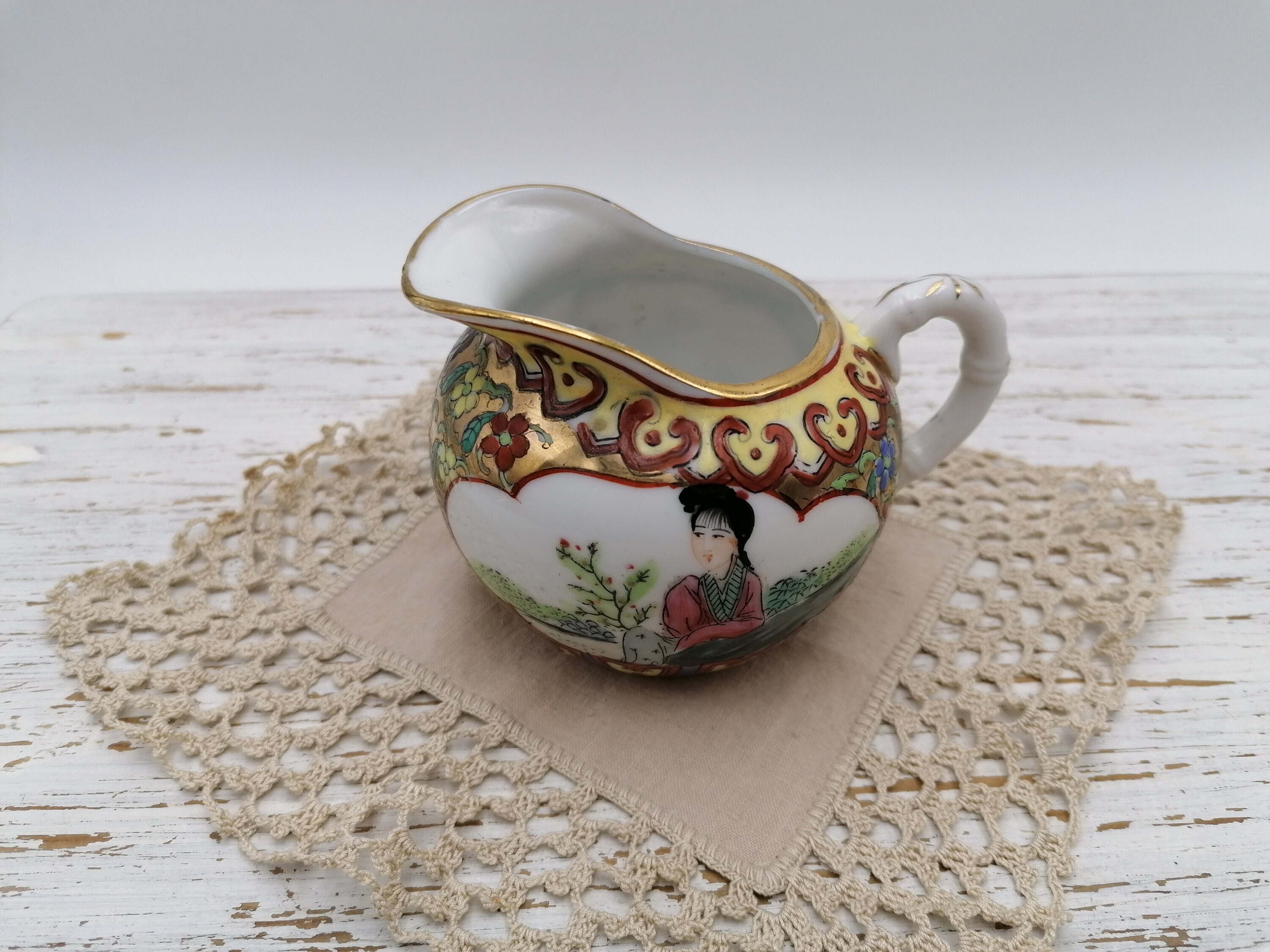 Chinese Creamer Porcelain Creamer With Handle Round Asian - Etsy