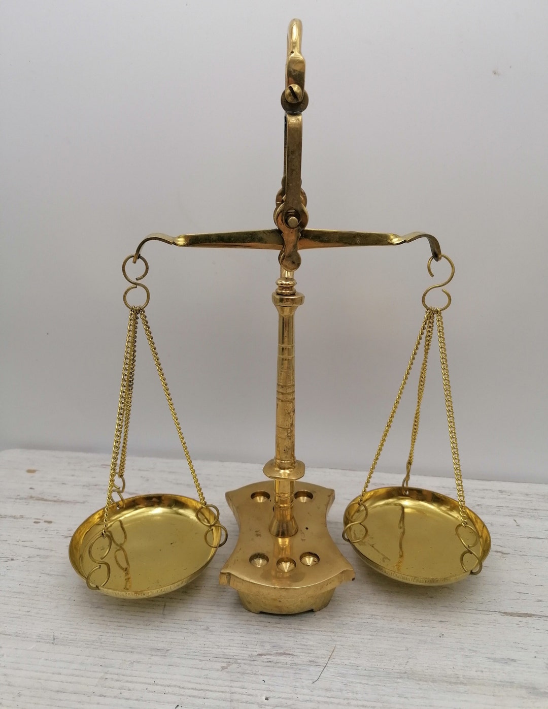 Small Vintage Balance Brass Scales,small Brass Scales, Carved Scales ...