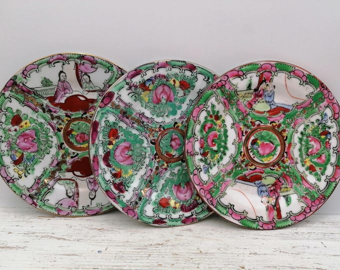 Vintage 6" Chinese Rose Medallion Oriental Plates, Rose Familie Chinese ...