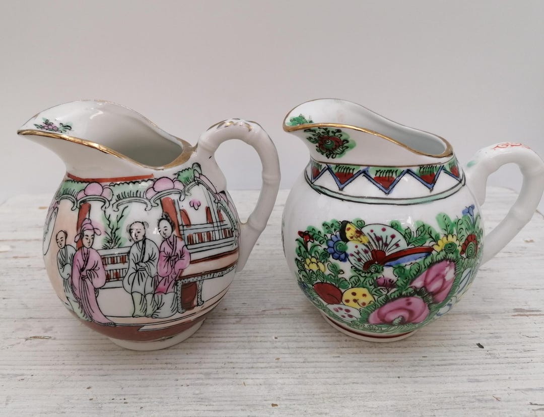 Vintage Chinese Creamer, Porcelain Creamer With Handle,rose Medallion ...