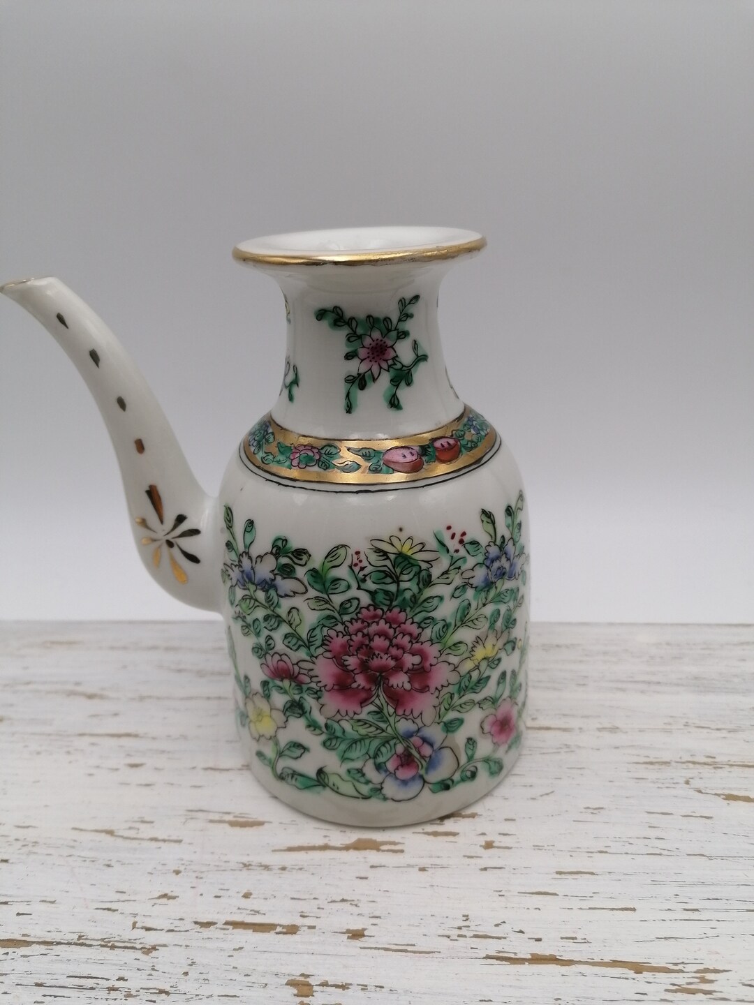 Vintage Chinese Jug, Jug With Floral Design, Porcelain Macau Tea Pot ...