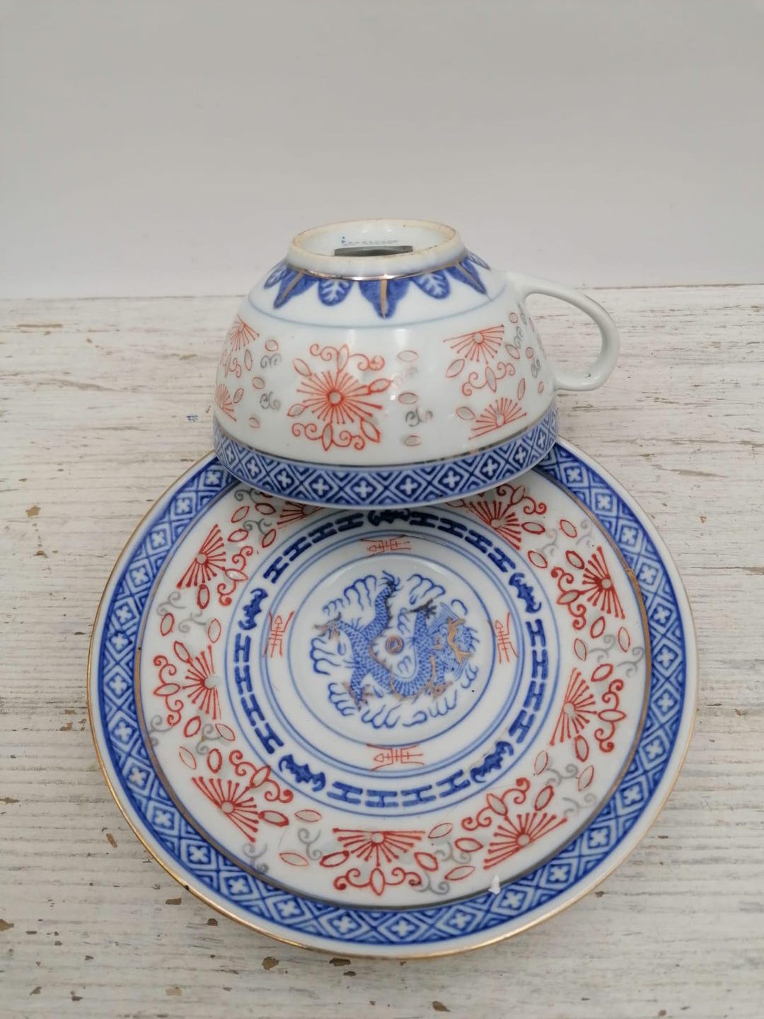 Chinese Dragon Decor Tea Set, Porcelain Tea Cup With Saucer, Chinese ...