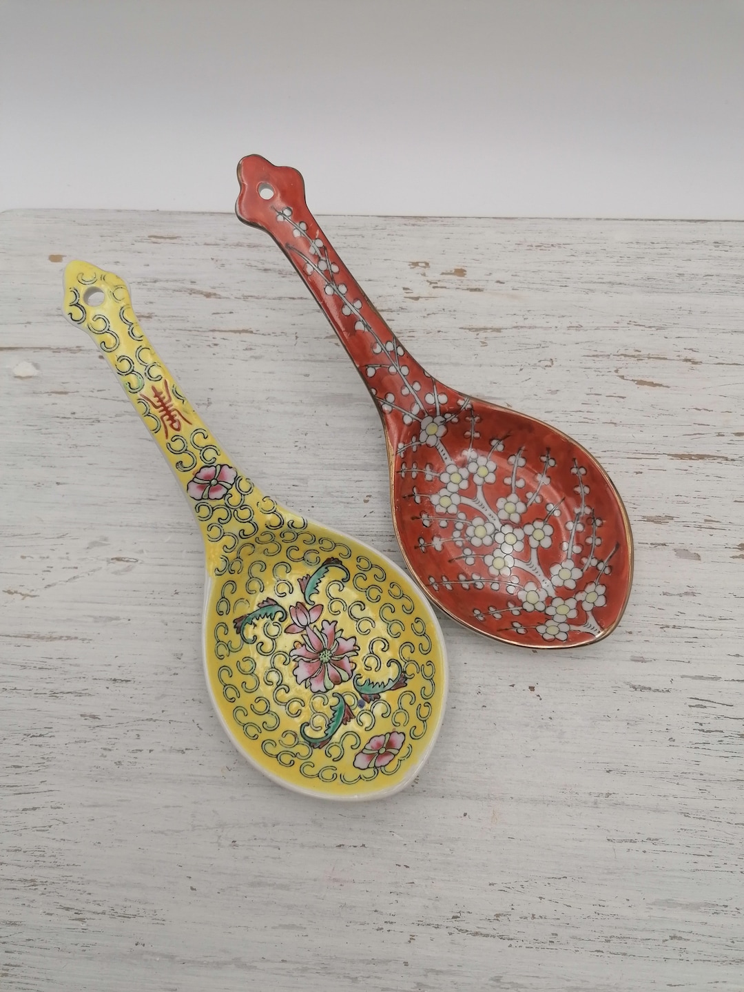 Vintage Chinese Big Spoon, Vintage Chinese Porcelain Large Soup Spoon ...