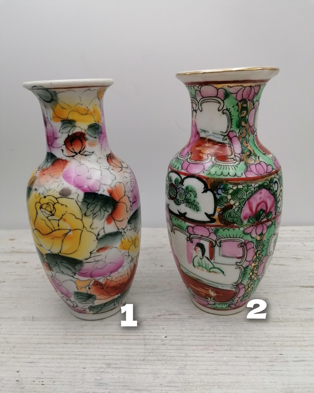 Porcelain Chinese Macao Vase, Pink Flower Decor Vase, Hand Painted Vase ...