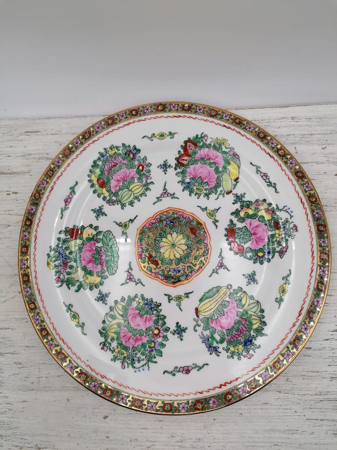 Vintage 10.2" Chinese Plate, Chinese Big Plate With Rare Design ...