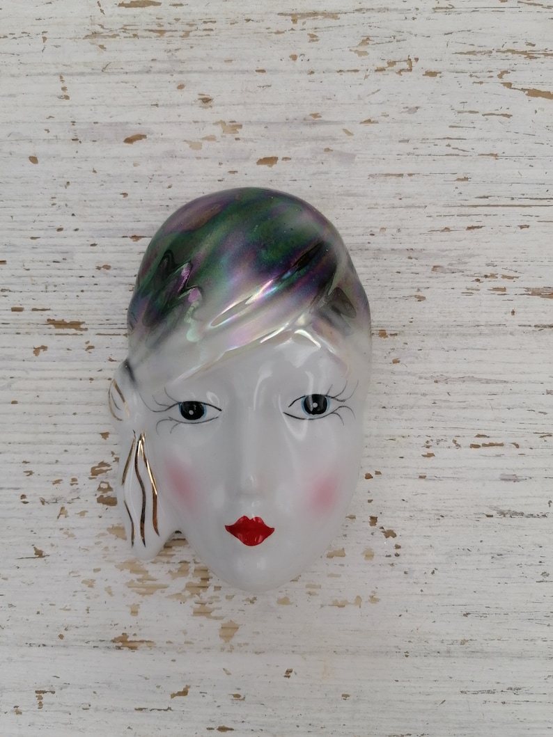 Vintage Small Ceramic Mask , Theater Mask Figure, Porcelain Mini Mask ...
