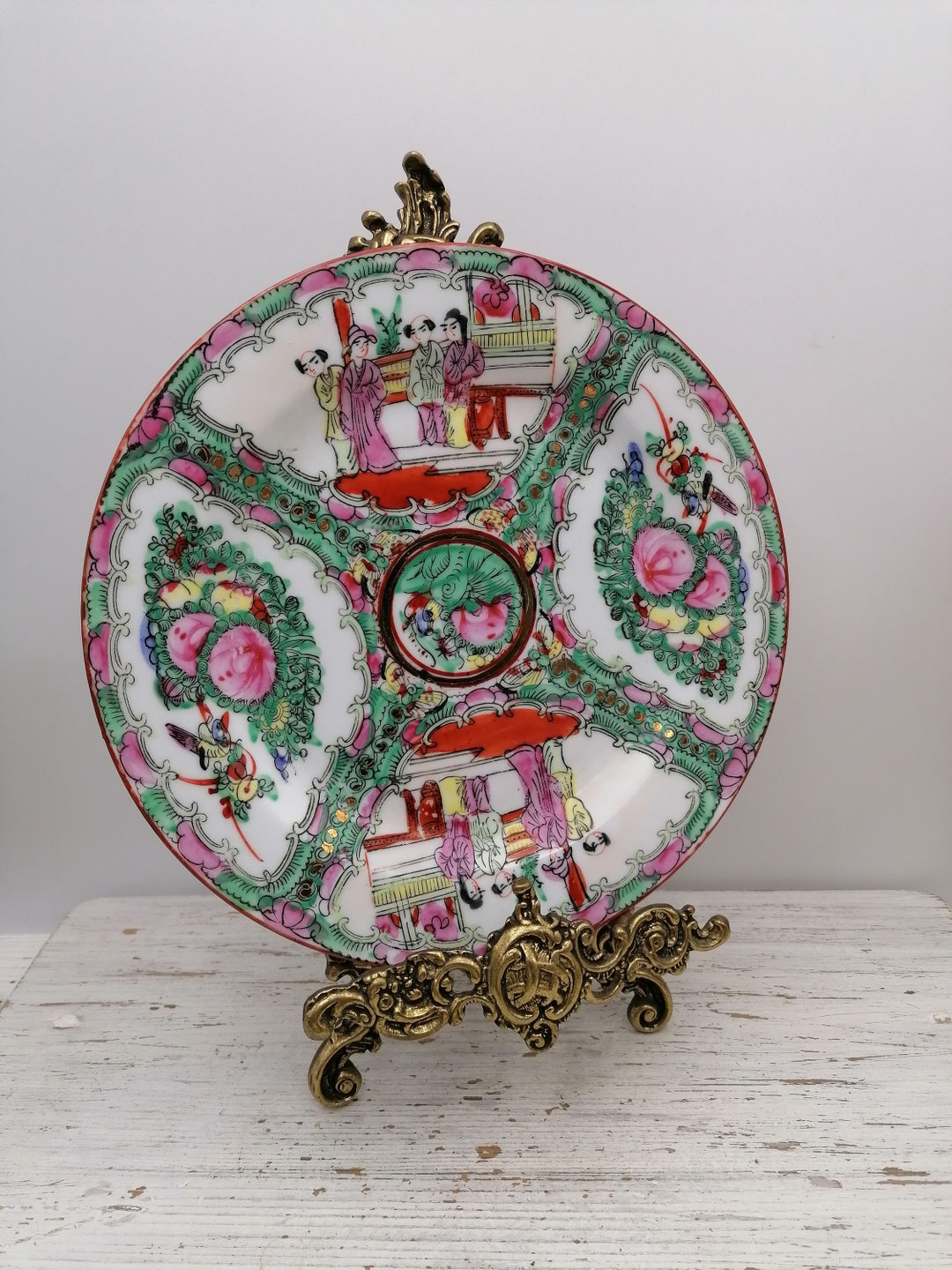 Vintage Chinese 9"big Plate, Oriental Rose Medallion Plate, Rose ...