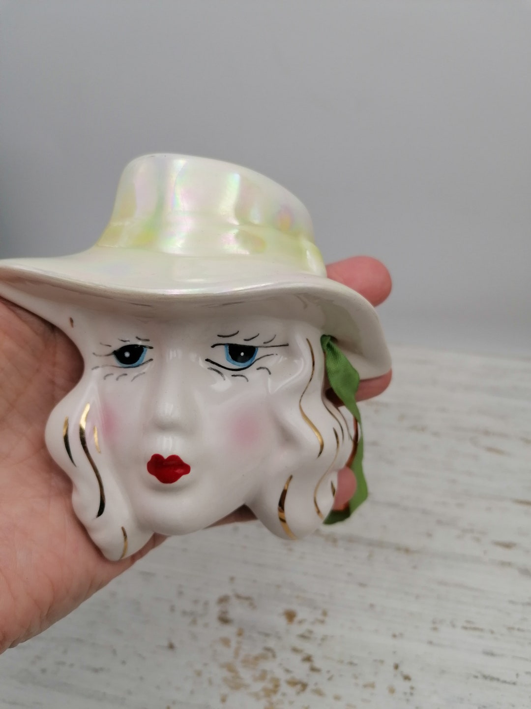 Vintage Small Ceramic Mask , Theater Mask Figure, Porcelain Mini Mask ...