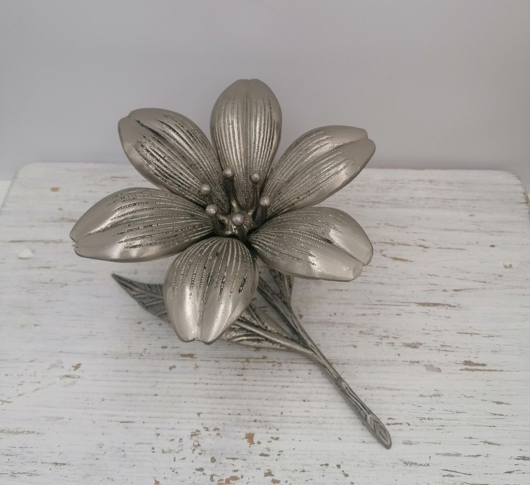 80th Silver Color Brass Ashtraycarved Petal Flower - Etsy