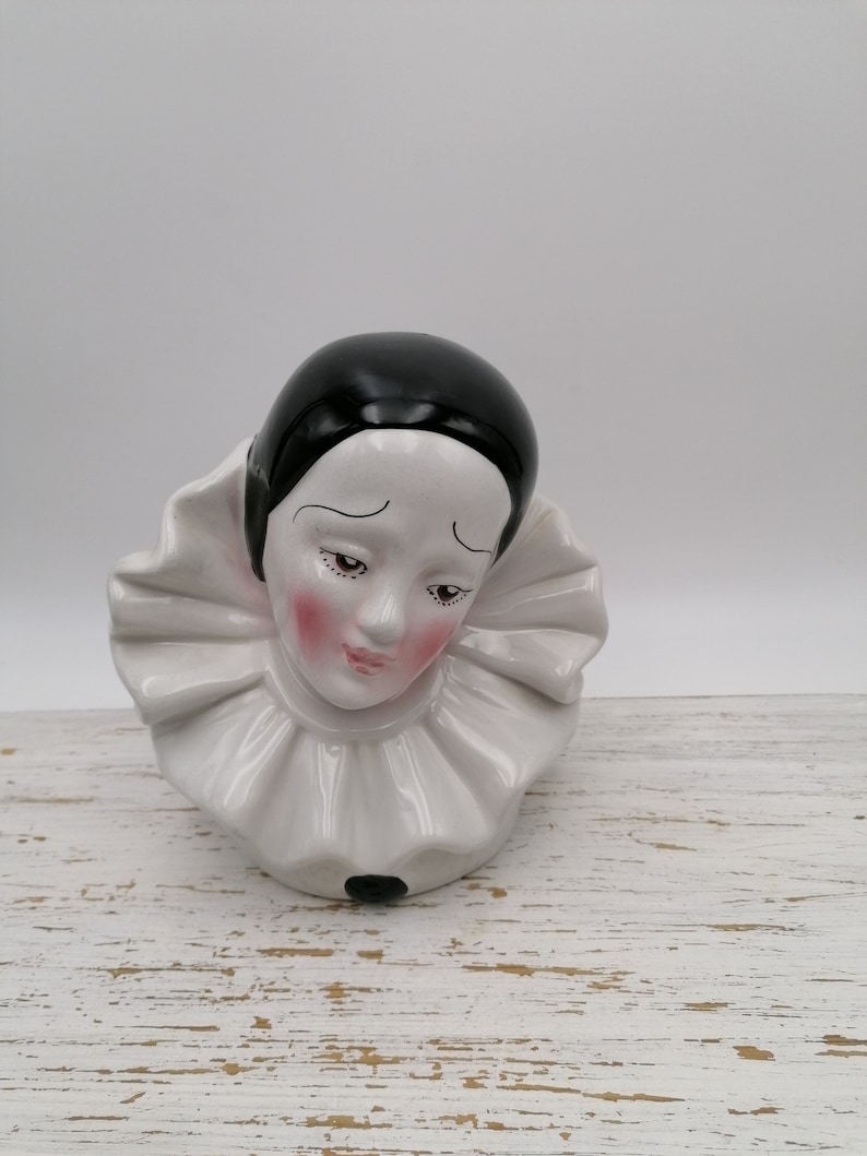 Vintage Pierrot Clown Figurine Porcelain Pierrot Bust Statue | Etsy