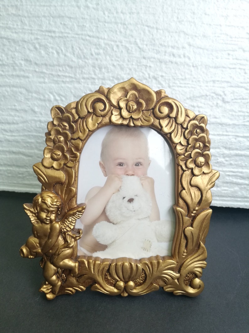 Frame With Angel Vintage Floral Decorated Picture Frame Gold | Etsy