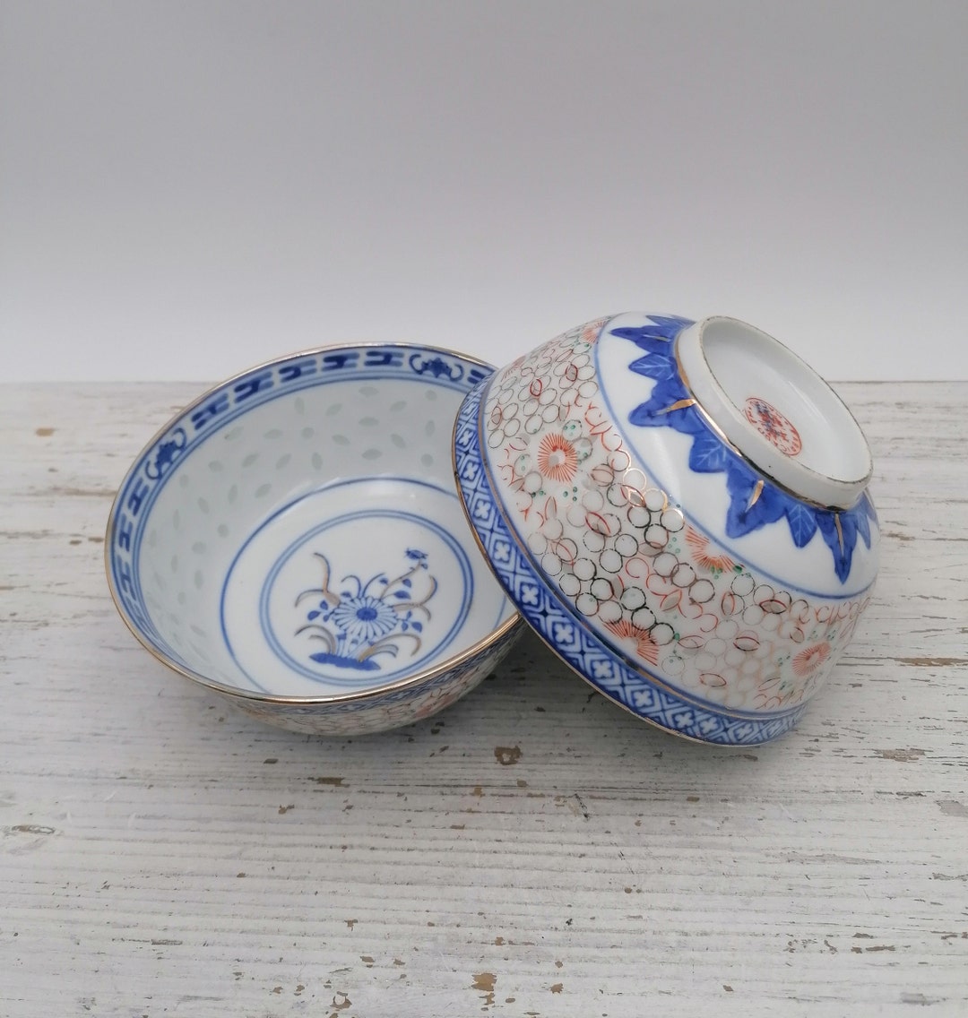 Vintage Set of 2 Chinese Bowls, Chinese Bowls,blue and White Bowls ...