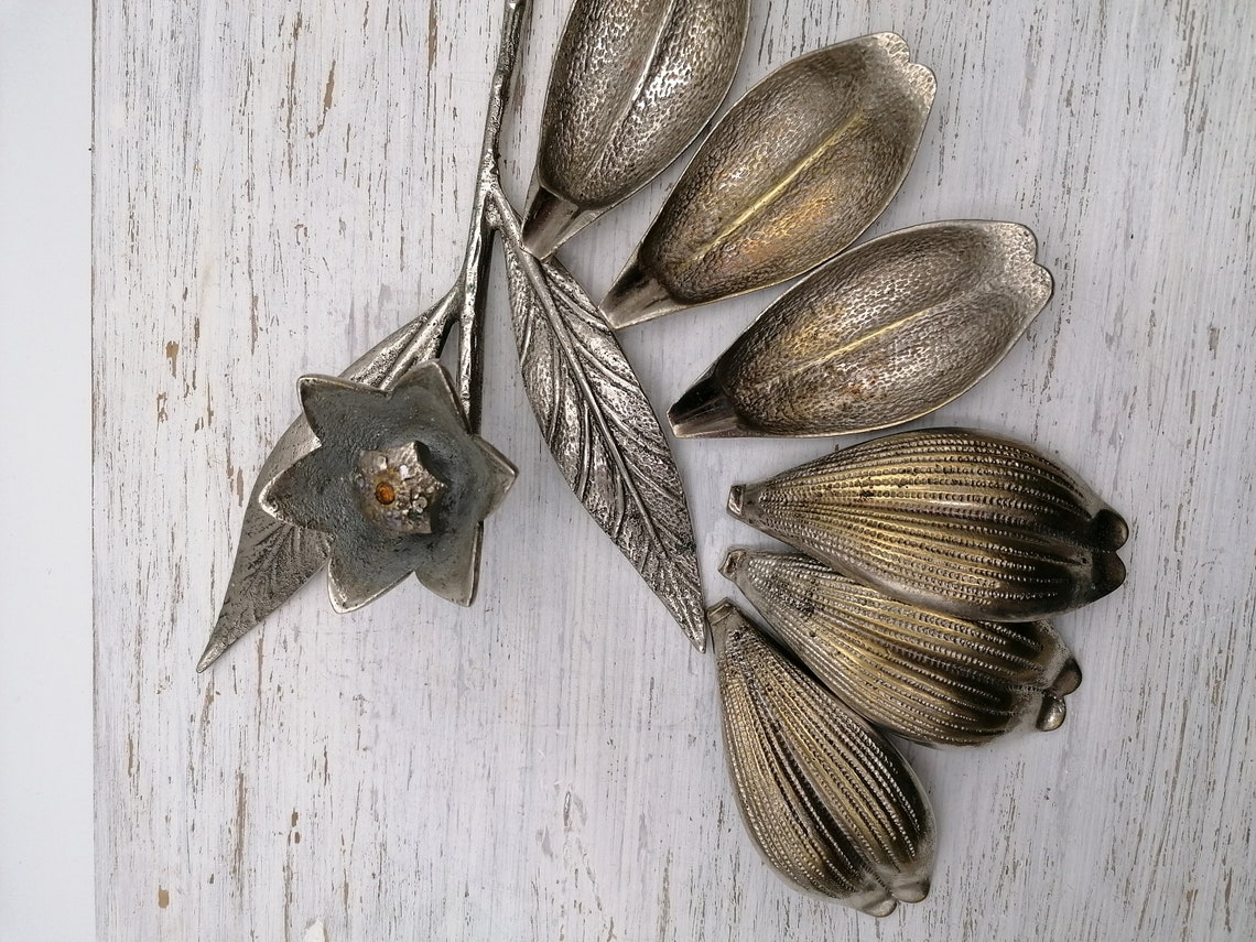 80th Silver Color Brass Ashtraycarved Petal Flower | Etsy