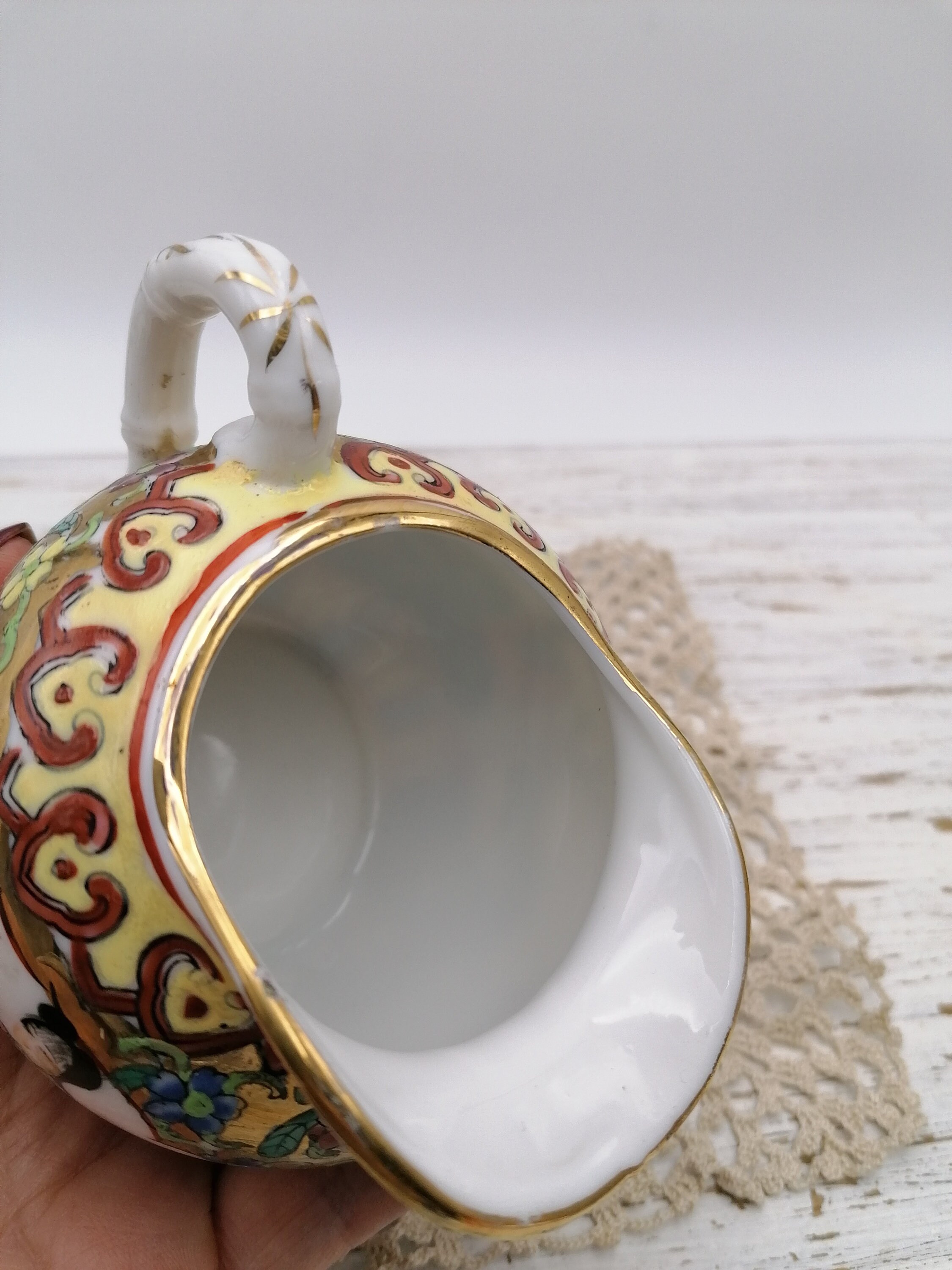 Chinese Creamer Porcelain Creamer with Handle Round Asian | Etsy