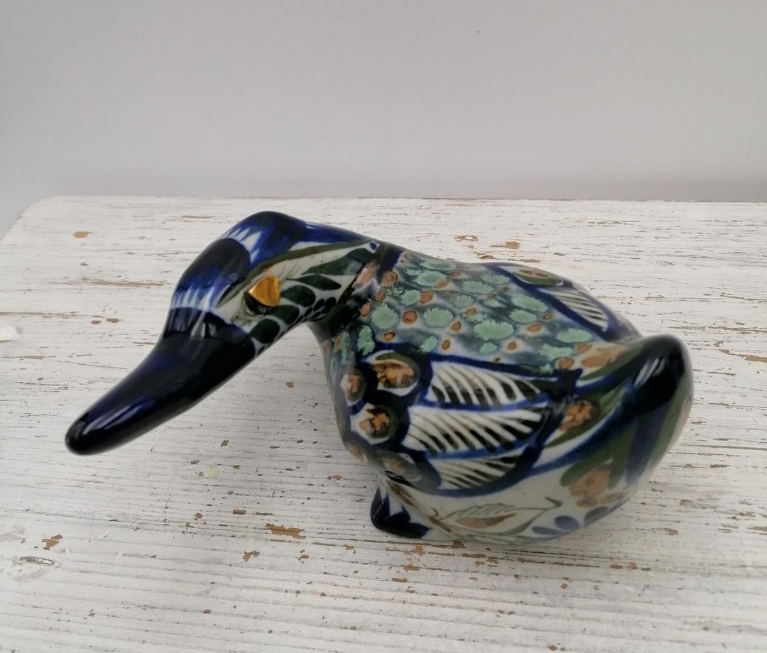 Antique Ceramic Duck Figurine Mexico, Decorative Duck, Antique Duck ...