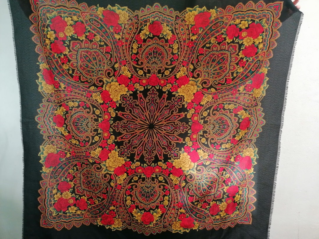 Vintage Big Scarves From Italy, Black Fringed Scarves, Boho Shawl ...