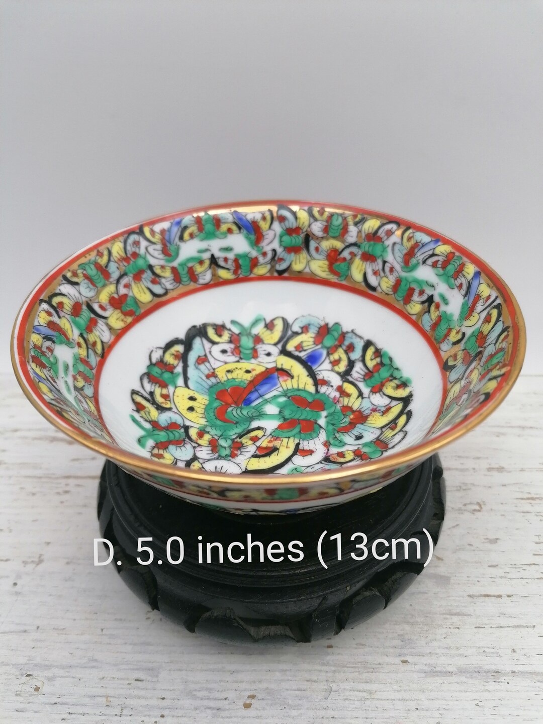 Vintage Chinese 5"bowl, Chinese Soup Bowl, Hand-painted Bowl, Unique ...