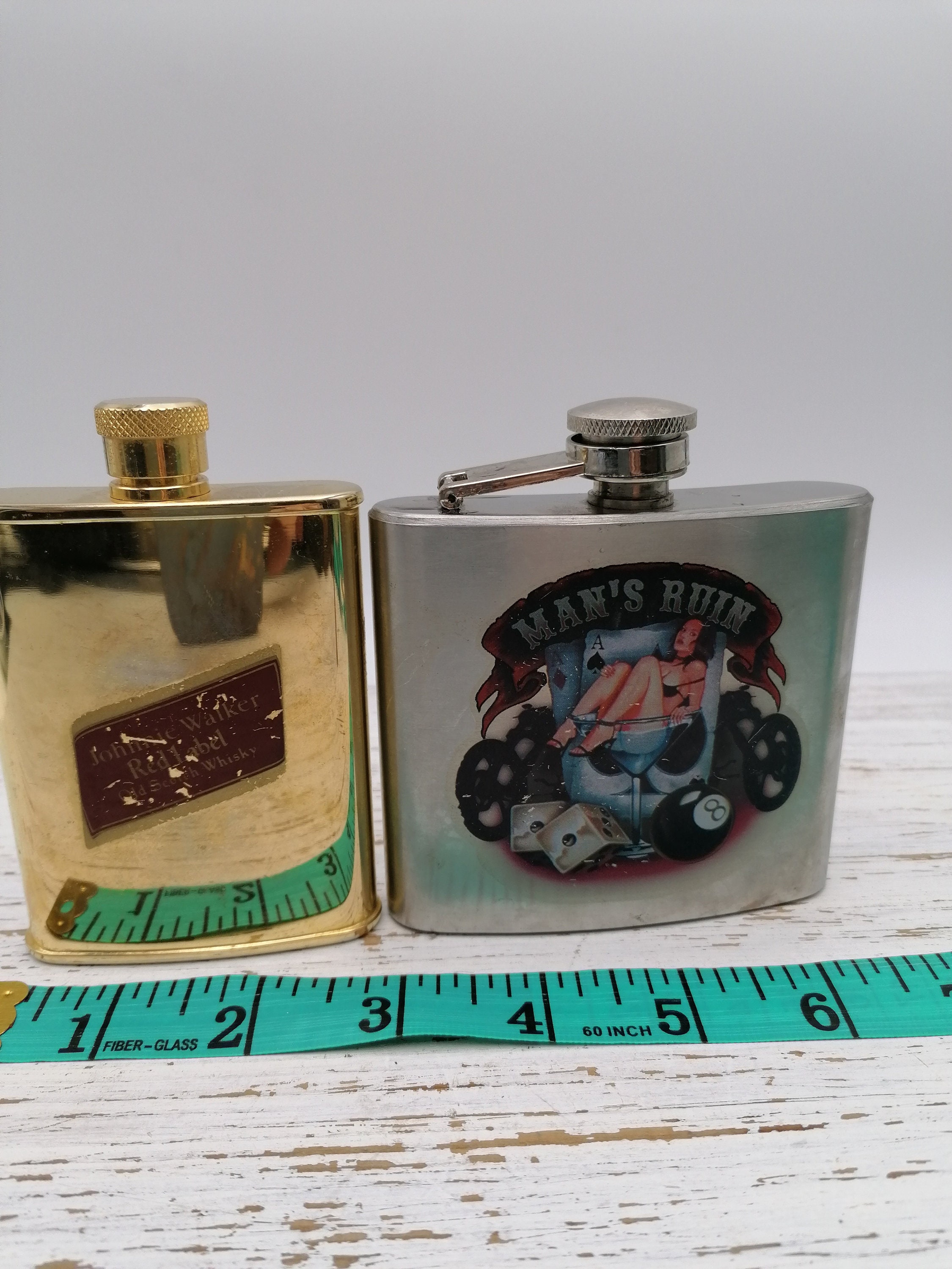 Pocket Metal Flask, Whiskey Container, Antique Metal Alcohol or Water ...