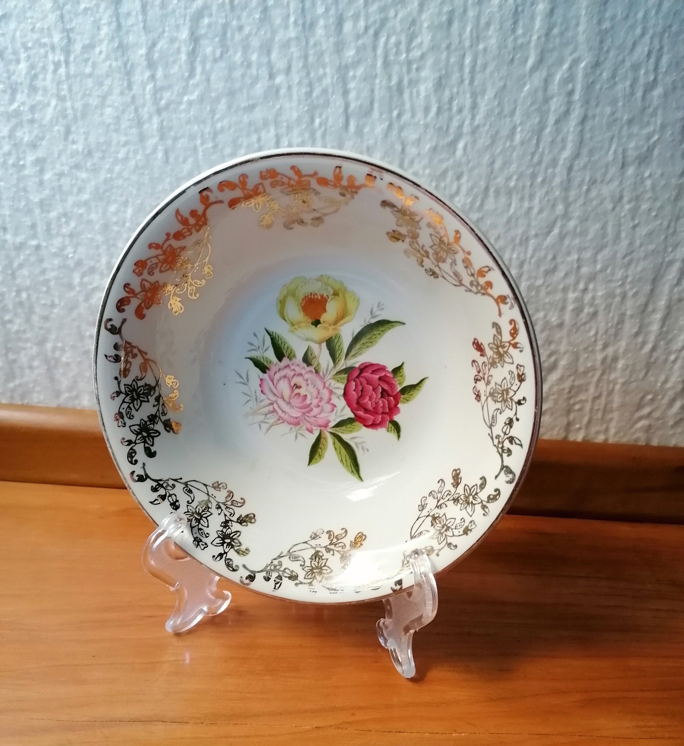 Vintage Porcelain Plate Made in England Floral Decor Bowl - Etsy