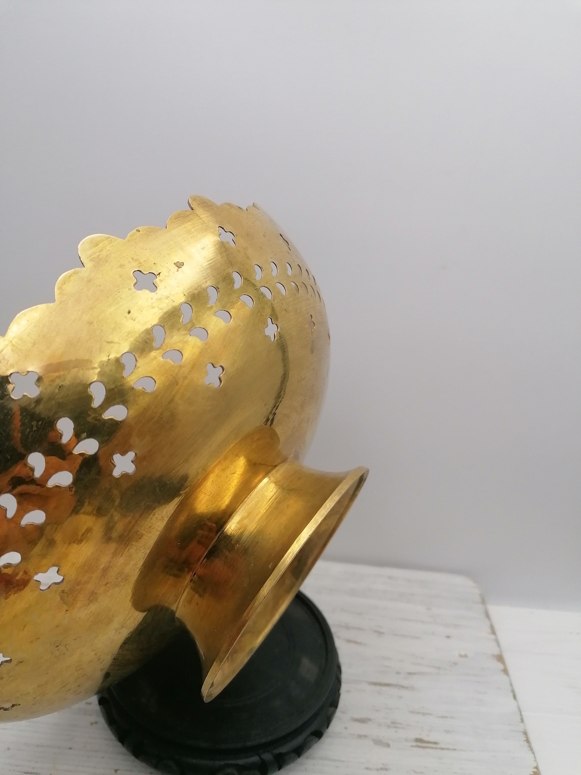 Antique Big Indian Brass Bowl,carved Brass Indian Bowl, Floral Motive ...