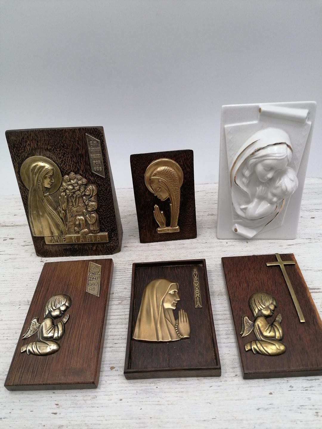 Vintage Praying Maria Icon, Brass Virgin Mary Statue, Religious Icon ...