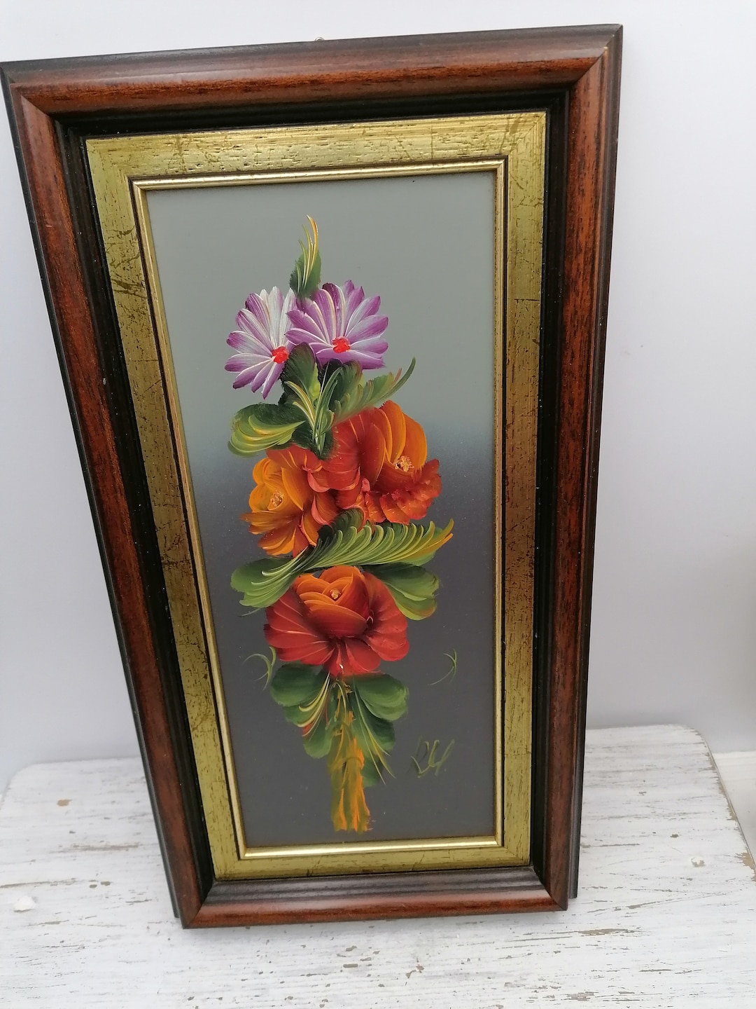 Vintage Wooden Frame With Flowers, High Frames With Flowers,frame With ...