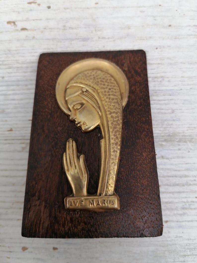 Vintage Praying Maria Icon, Brass Virgin Mary Statue, Religious Icon ...