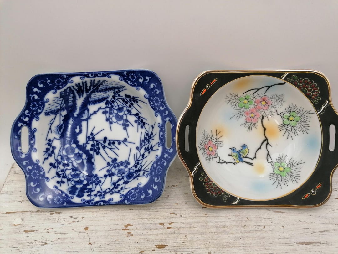 Vintage Asian Plate, Blue Asian Pattern Plate, Black Asian Plate ...