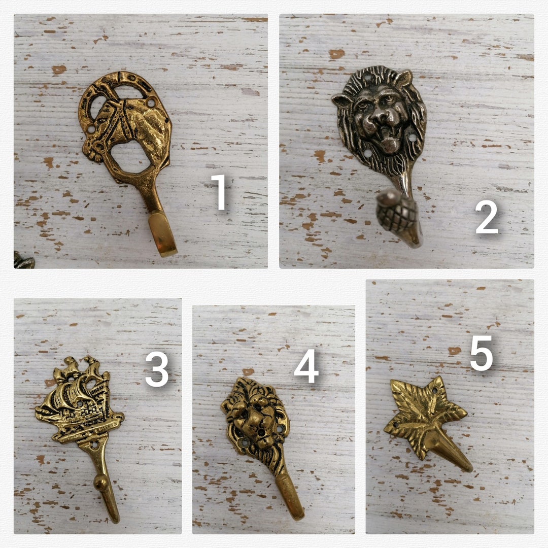 Vintage Solid Brass Wall Hook, Small Hanger,rooster Hanger, Carved ...