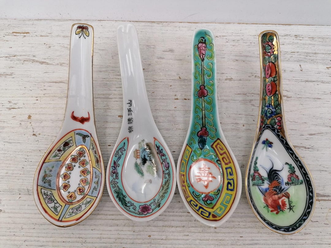 Vintage Decorative Porcelain Spoons,hand Painted Chinese Spoons,small ...