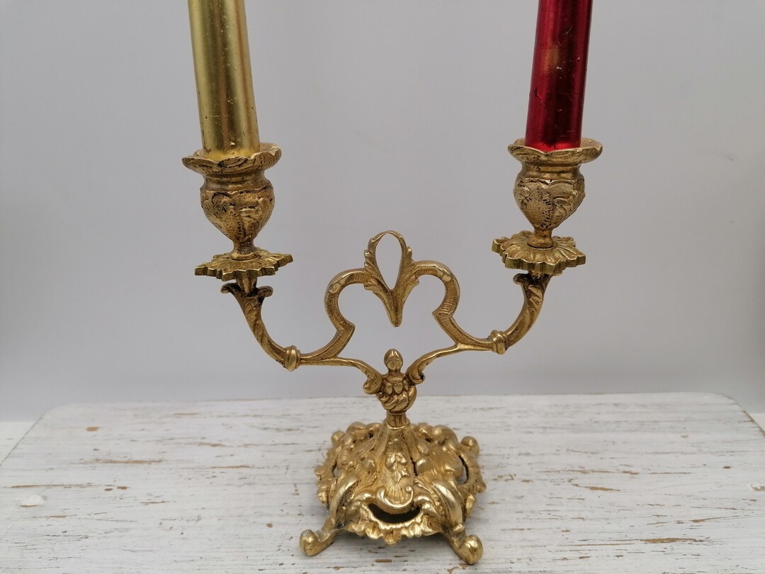 Very Antique 2 Candles Candle Holder, Candlestick With Carved Base,2 ...