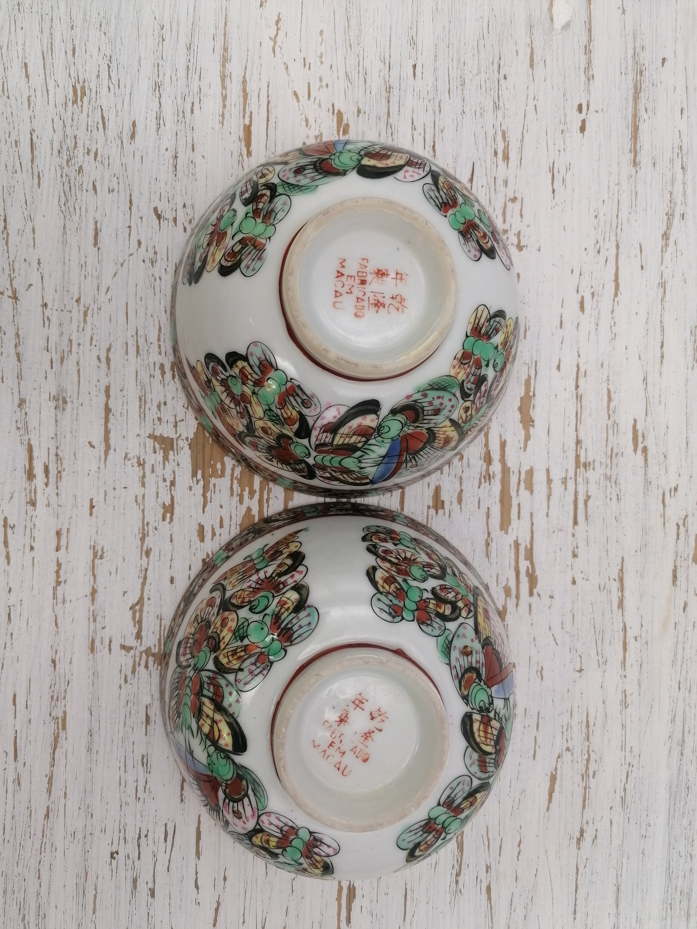 Vintage Porcelain Chinese Set Bowls, 2 Small Porcelain Bowls, Chinese ...
