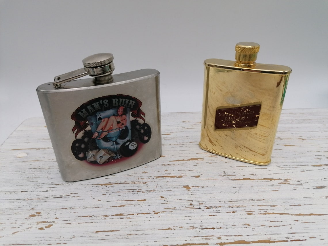Pocket Metal Flask Whiskey Container Antique Metal Alcohol - Etsy