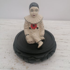 Very Antique Pierrot Clown Figurine, Ceramic Pierrot Statue, Sitted ...