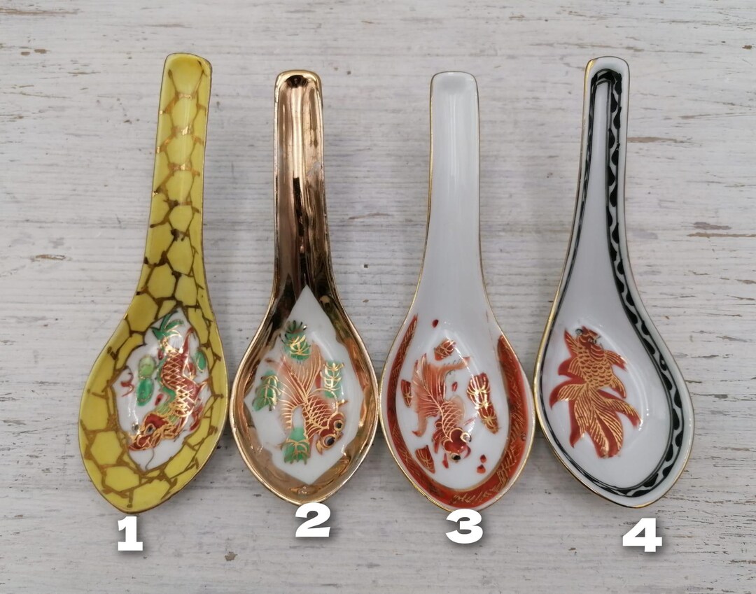 Vintage Chinese Spoon, Chinese Porcelain Spoon With Fish, Hand Painted ...