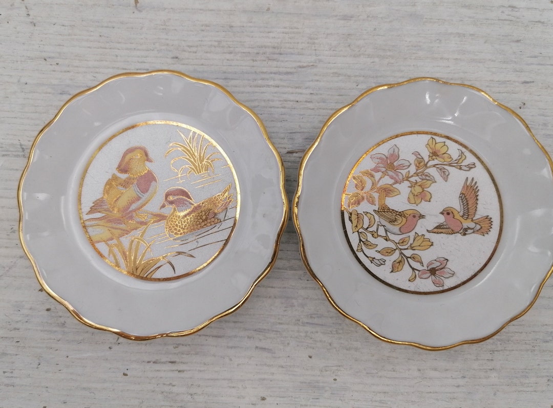 Set of 2 Small Royal Porcelain Plates,pair Small Porcelain Plate, 24 KT ...