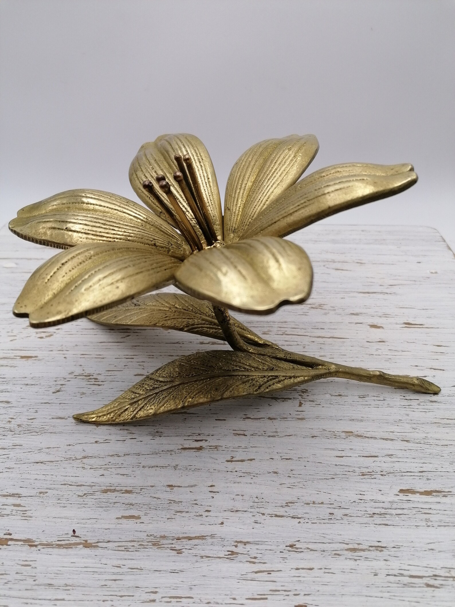 80th Brass Ashtray Carved Petal Flower Ashtray Removable Etsy