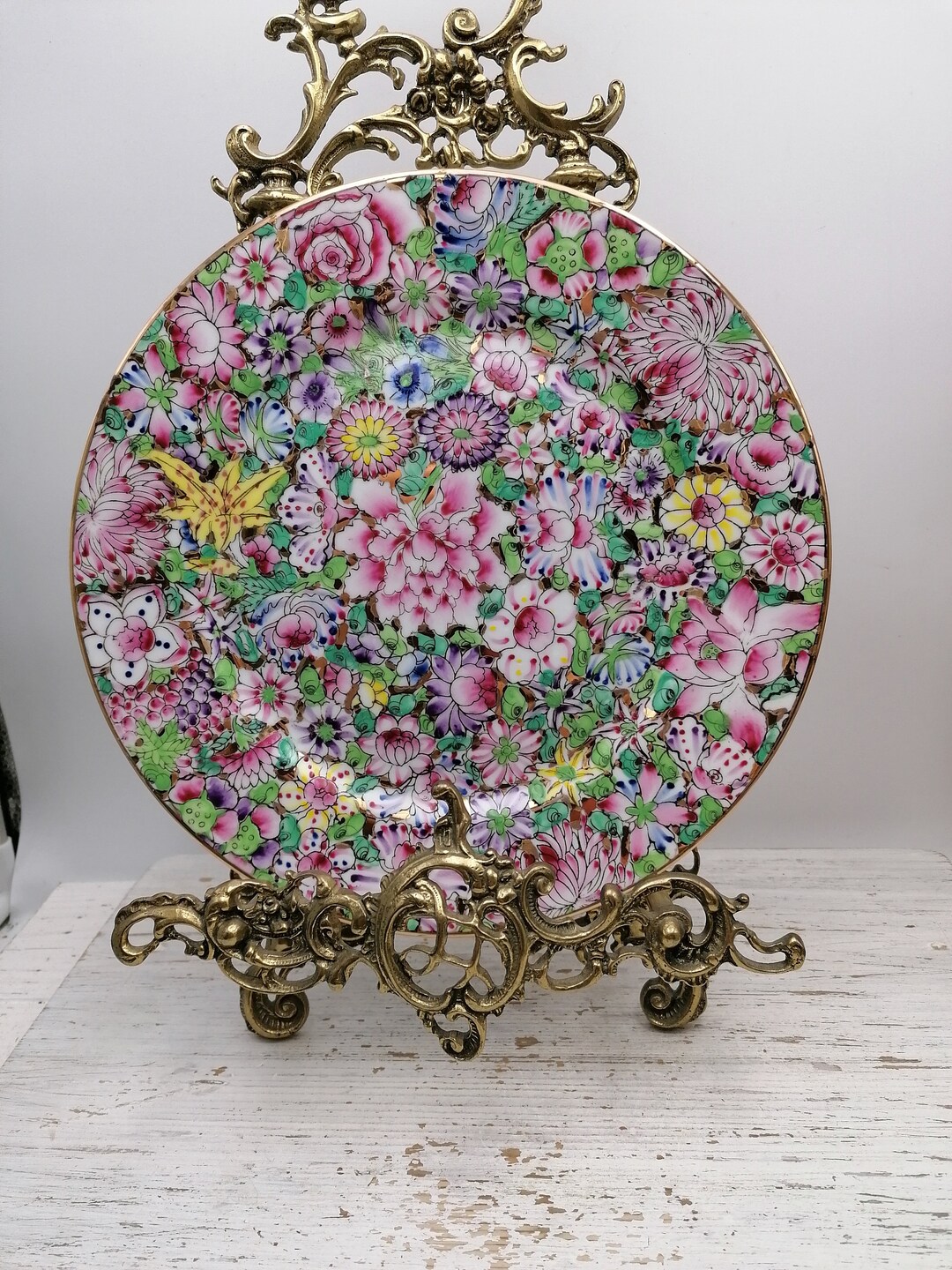 Vintage 10.2"macao Collection Plate, Chinese Floral Decor Plate, Asian ...