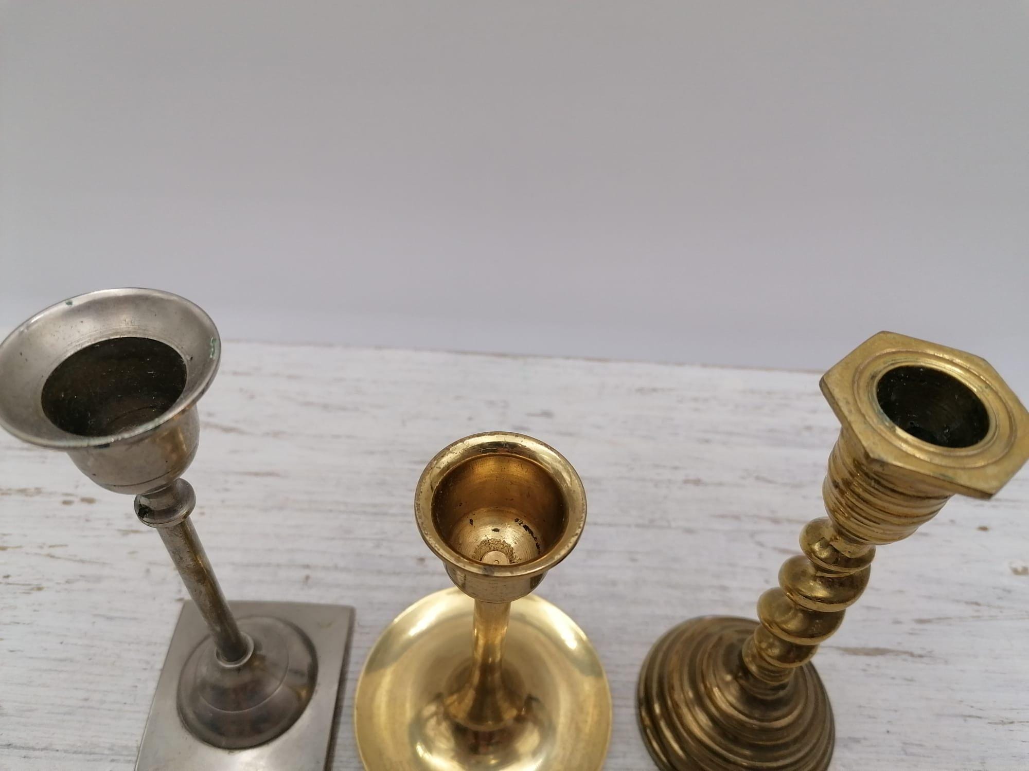 Vintage Small Brass Candlestick, Metal Candlestick With Round/square ...